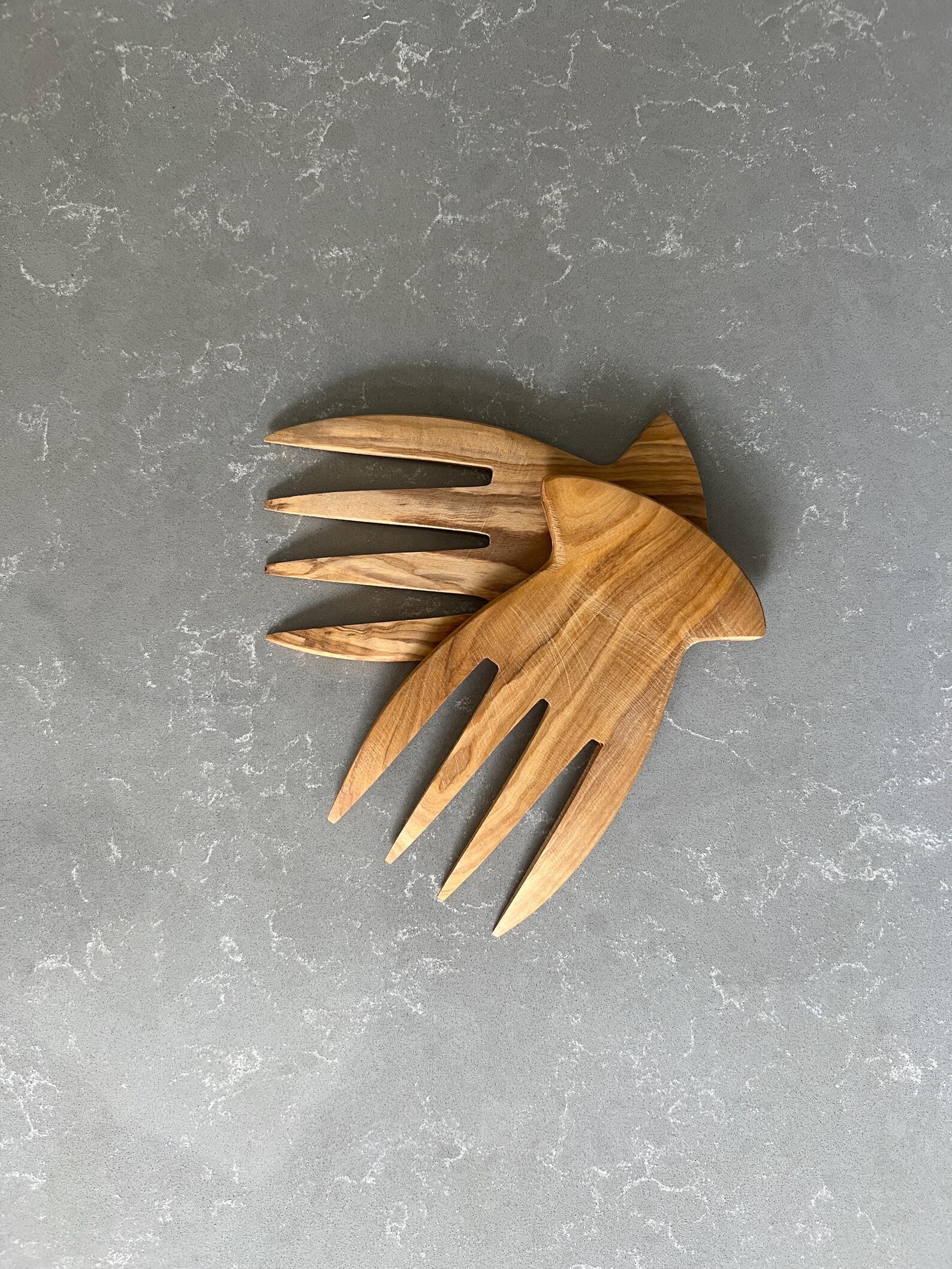 Wooden Salad Tongs, Wooden Salad Mixing Serving Hand Tongs, Hand Shaped ...