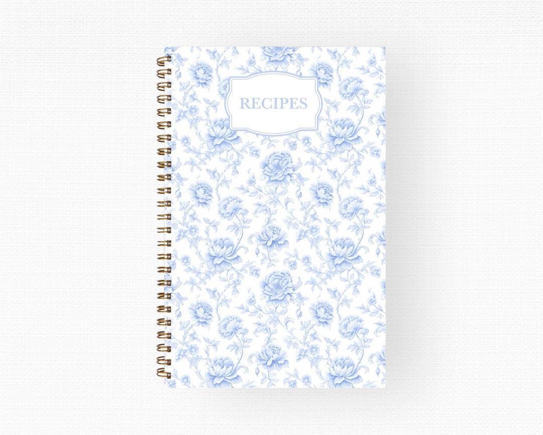 Blue Floral Recipe Journal, Watercolor Recipe Book is Ideal for ...