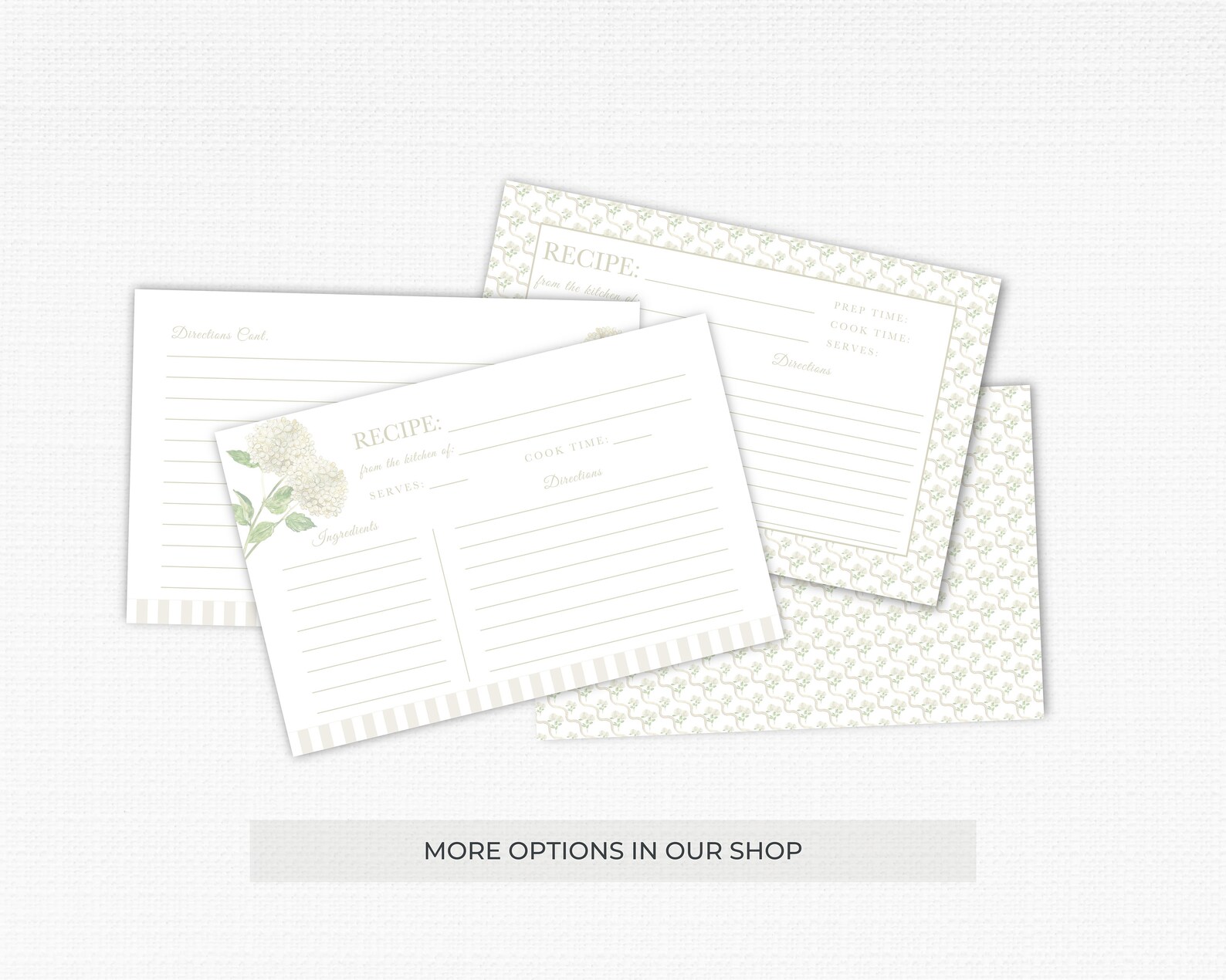 Blue Hydrangea Recipe Cards - Cute Floral Pattern is Perfect for Recipe ...