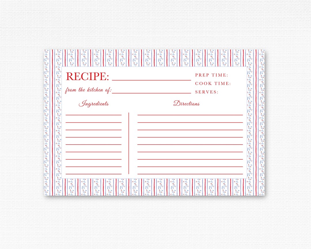 Red, White, & Blue Recipe Cards - Perfect for Grandmillenial Kitchens ...