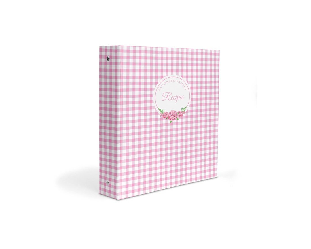 Pink Gingham & Hydrangea Recipe Binder, 3 Ring Notebook is Ideal ...