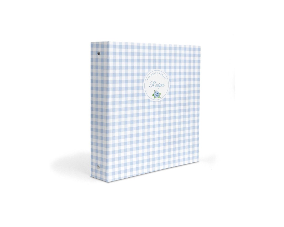 Blue Gingham & Hydrangea Recipe Binder, 3 Ring Notebook is Ideal ...