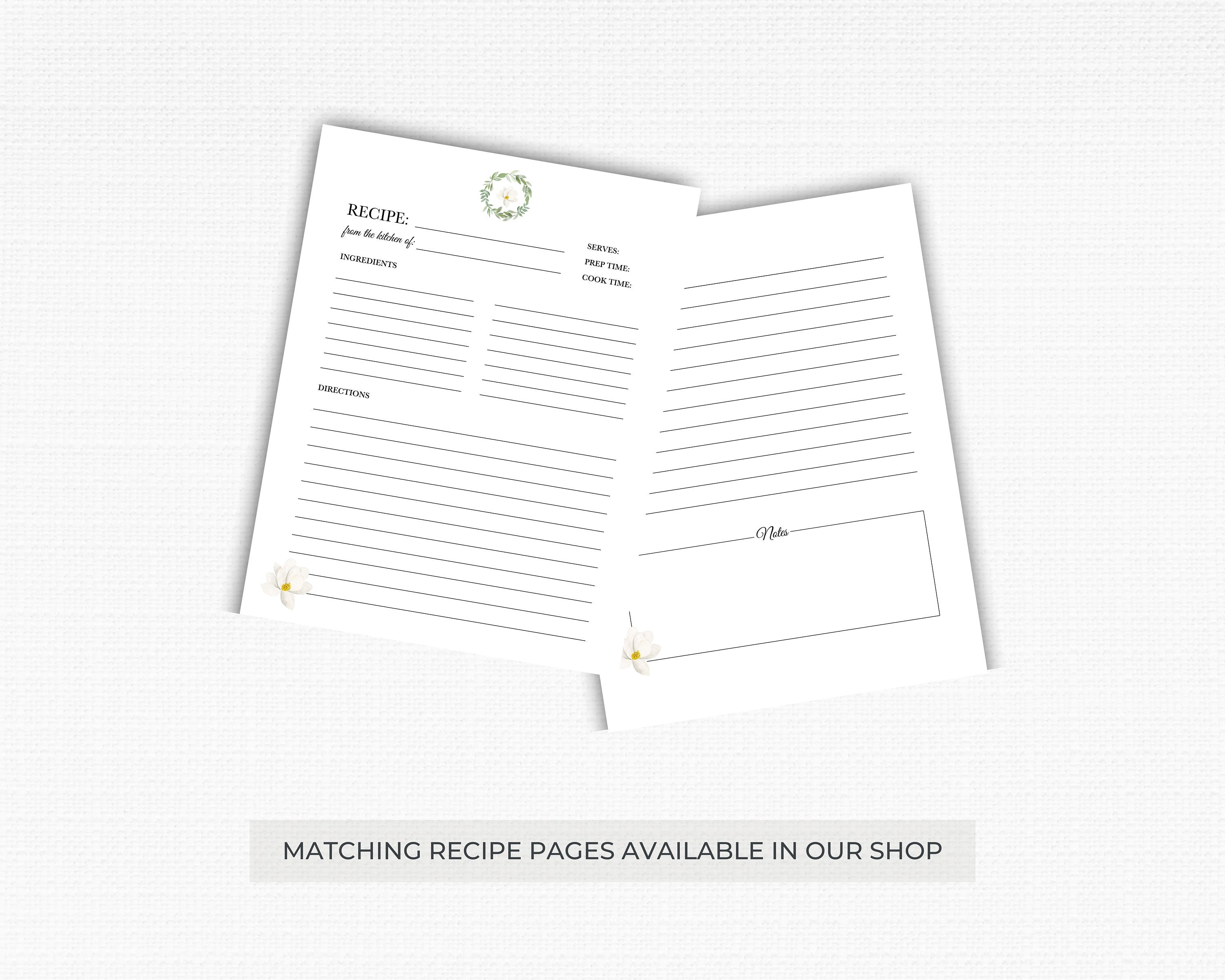 Magnolia Recipe Cards, 4x6 Floral Design is Perfect for Recipe Boxes ...