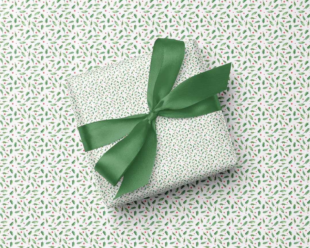 Christmas Holly Wrapping Paper Red & Green Holly Gift Wrap Perfect for ...