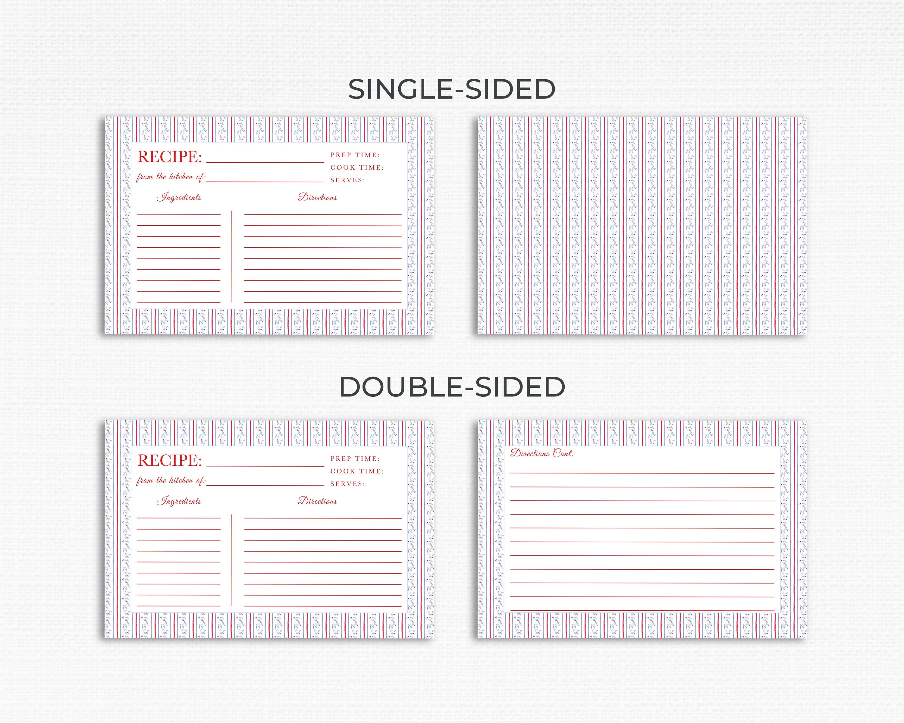 Red, White, & Blue Recipe Cards - Perfect for Grandmillenial Kitchens ...