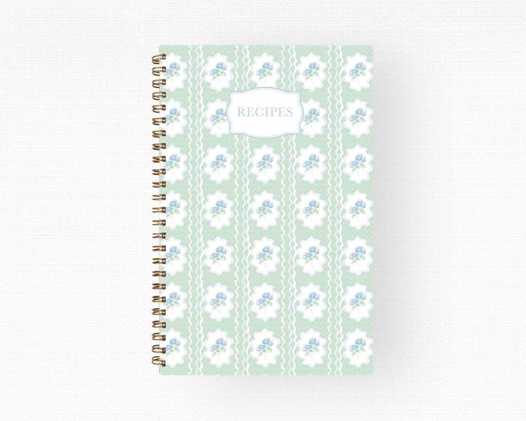 Blue & Green Hydrangea Recipe Journal, Watercolor Recipe Book is ...