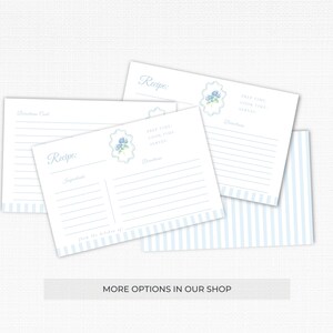 Blue Watercolor Hydrangea Recipe Cards - Ideal for Recipe Boxes ...