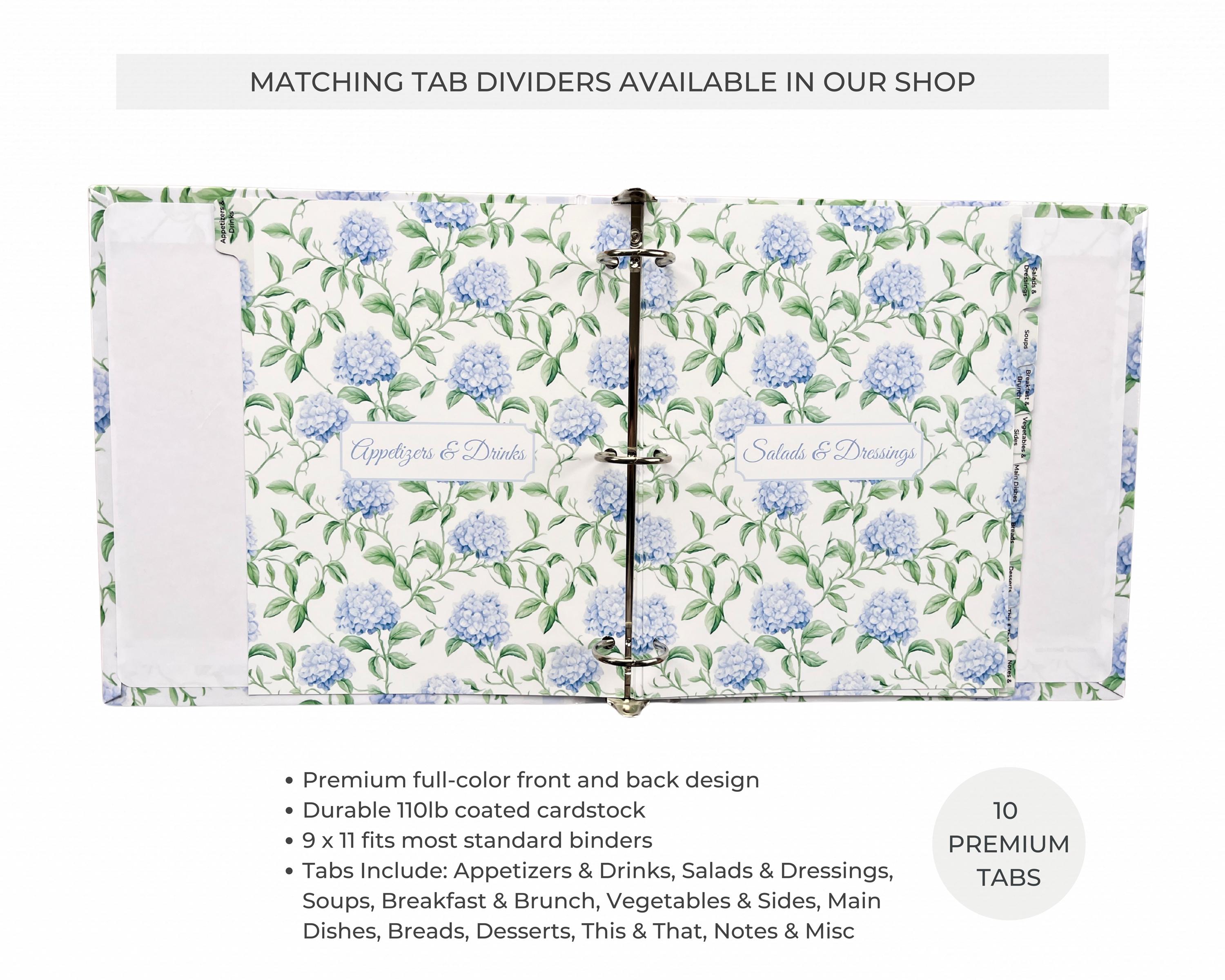 Personalized Blue Hydrangea Recipe Binder - Floral 3 Ring Notebook is ...