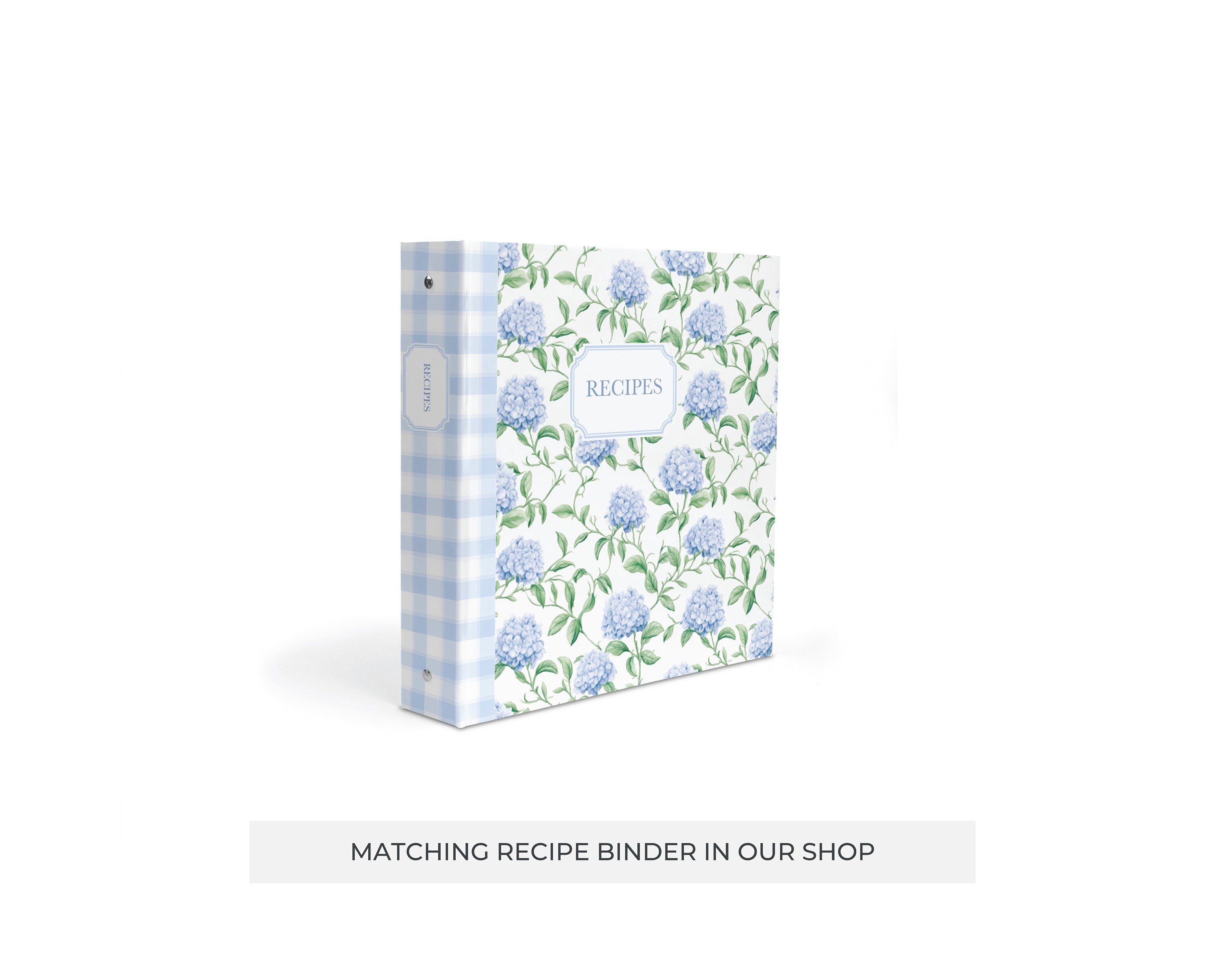Blue Hydrangea & Gingham Recipe Cards - Ideal for Your Recipe Box or ...