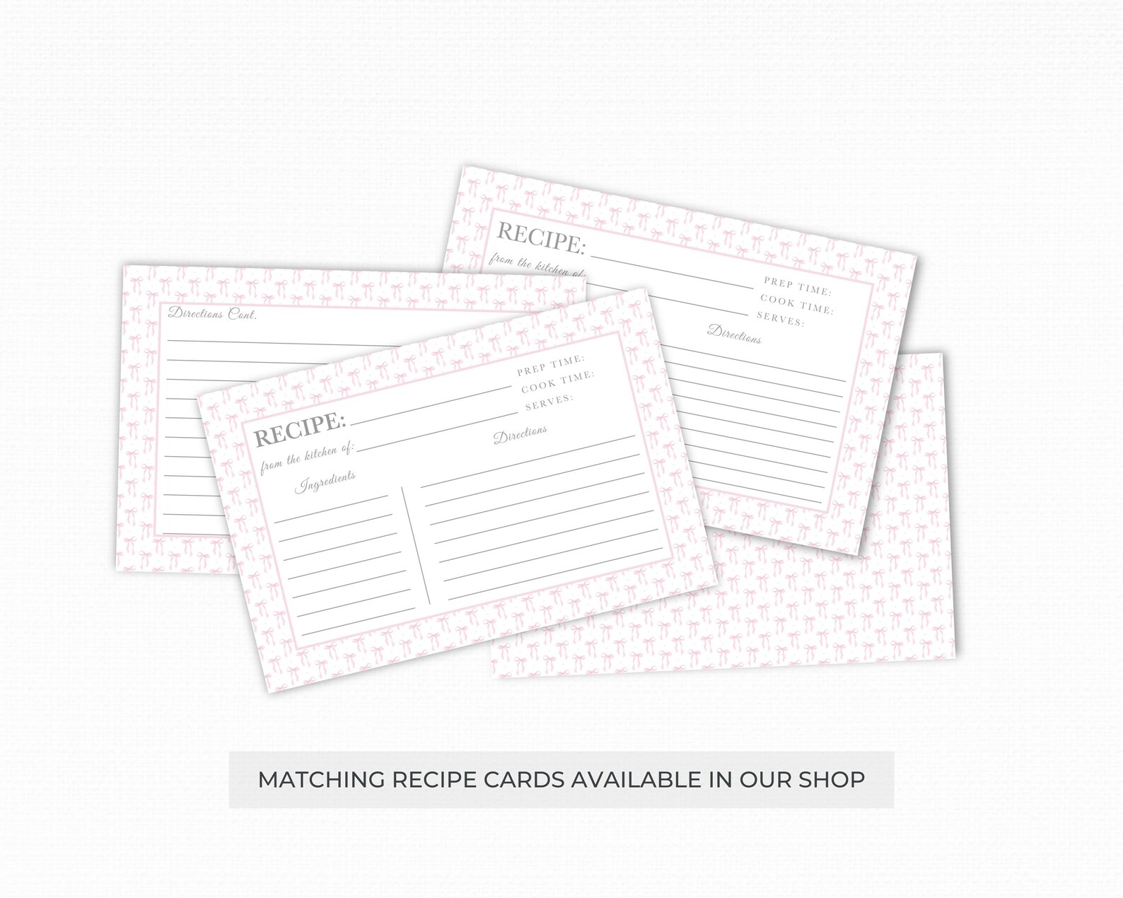 Pink Coquette Bow Recipe Book, Watercolor Recipe Journal, Perfect for ...