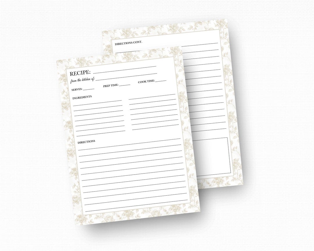 Neutral Floral Recipe Binder Pages - Organize & Protect Handwritten ...