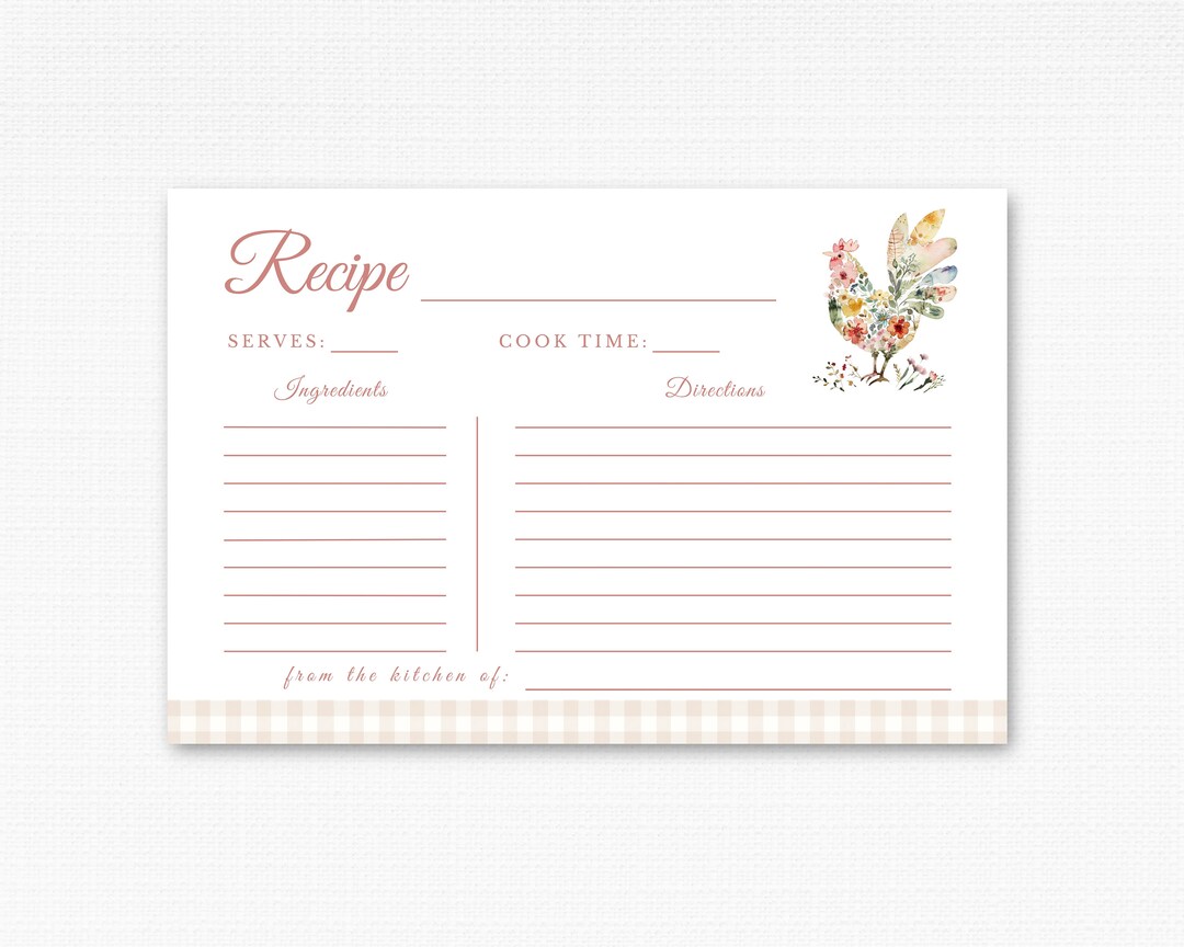 Floral Chicken Recipe Cards - Perfect for Your Recipe Box, 3-ring ...