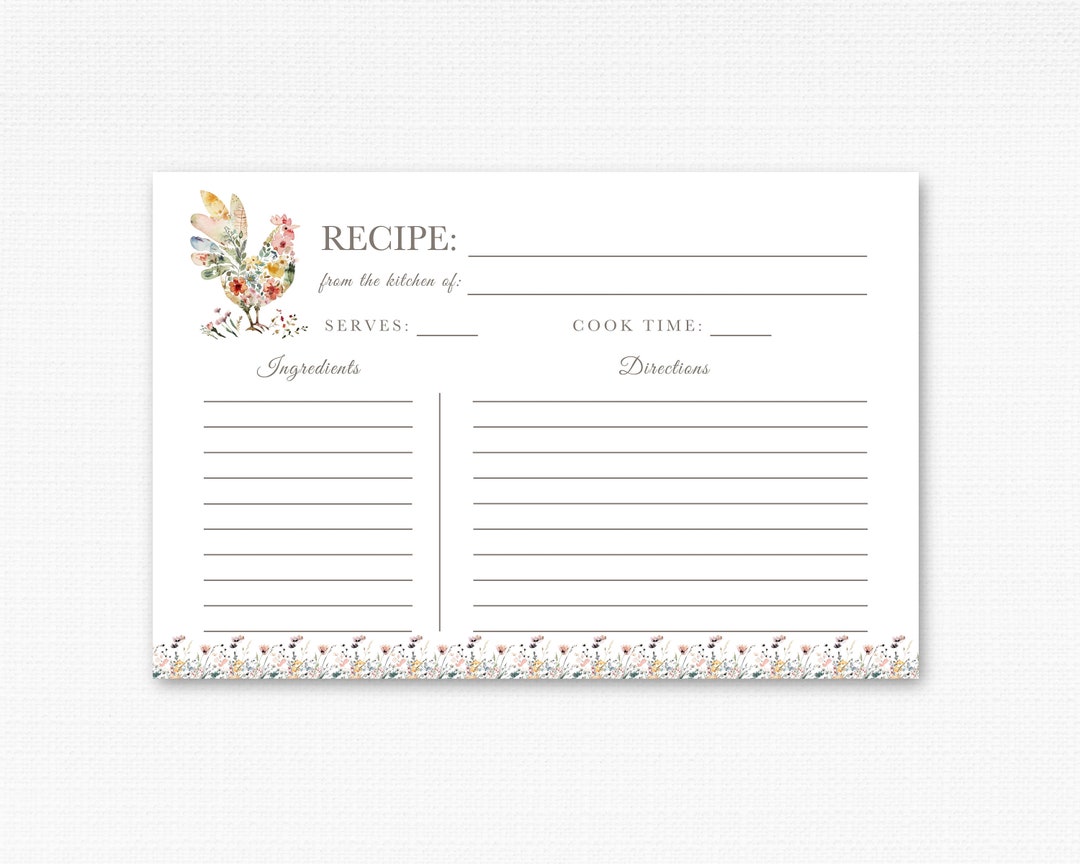 Flower Chicken Recipe Cards - Perfect for Your Recipe Box, 3-ring ...