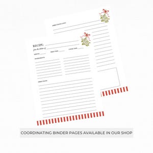 Mistletoe Recipe Cards - Christmas Design is Ideal for Handwritten ...
