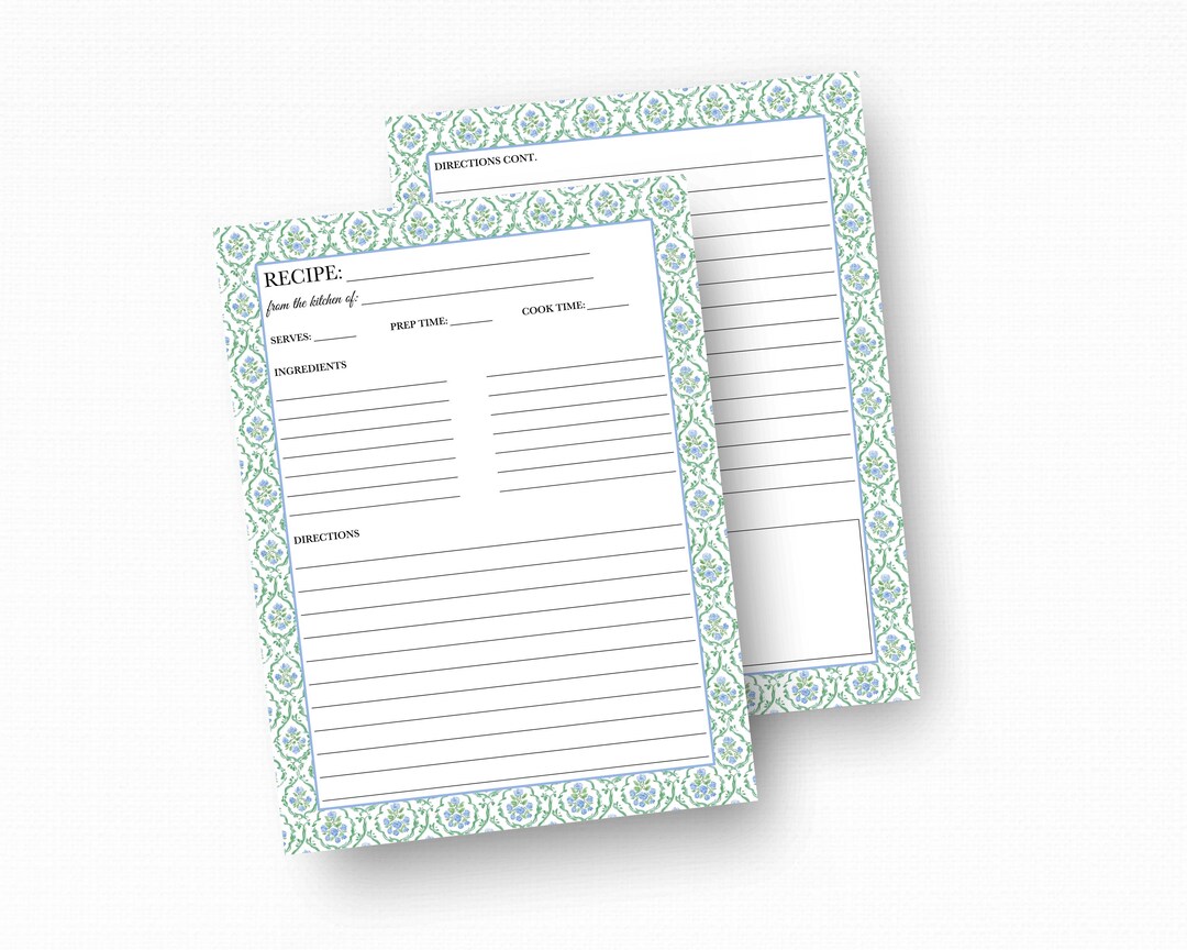 Recipe Binder Pages - Recipe Card Paper for Handwritten Family Recipes ...