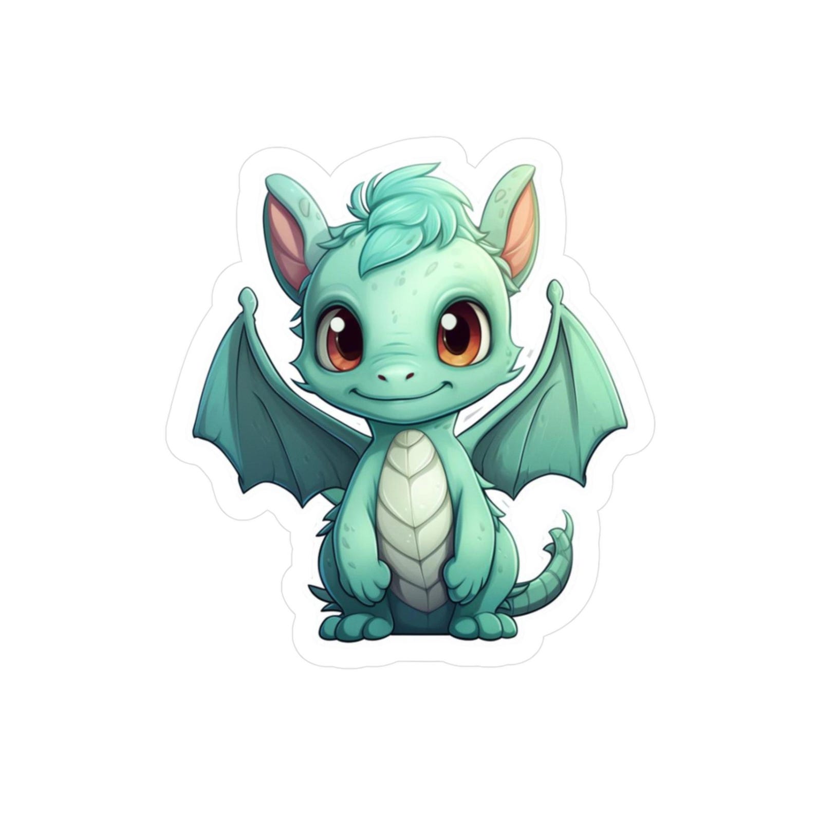 Adorable Green Baby Dragon Sticker Choose Your Size - Etsy
