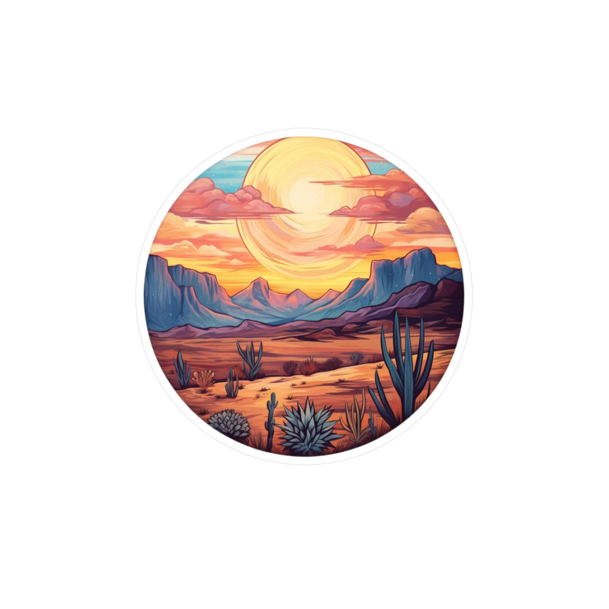 Prairiecore Adventure Vinyl Sticker Vibrant Desert Landscape Decal - Etsy