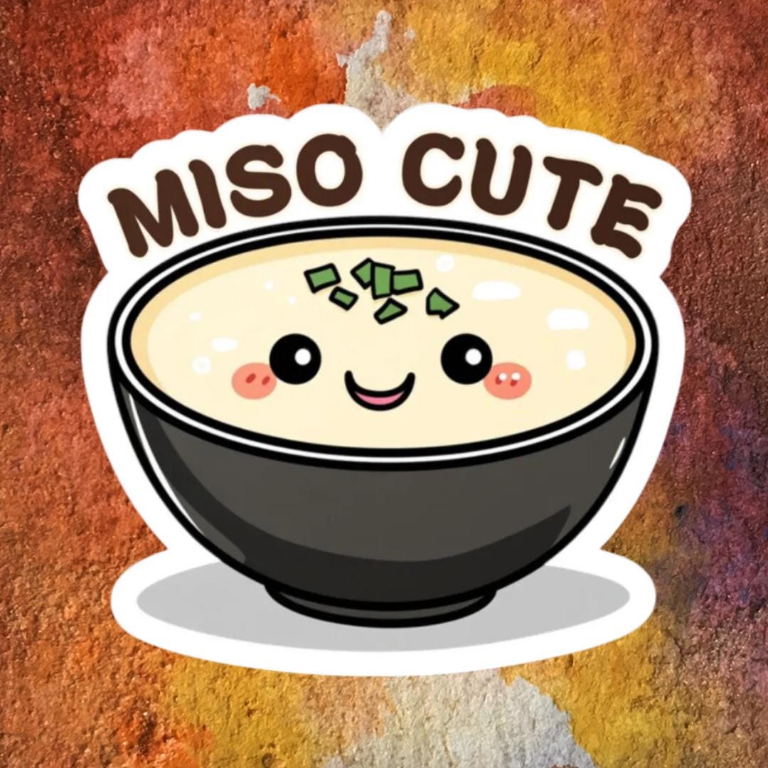 Miso Cute Adorable Sticker - Kawaii Miso Soup Sticker - Etsy