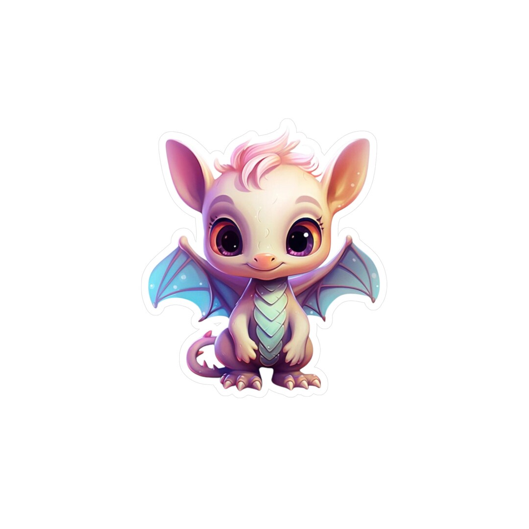 Winged Blue and Pink Baby Dragon Sticker Fantasy Realm - Etsy