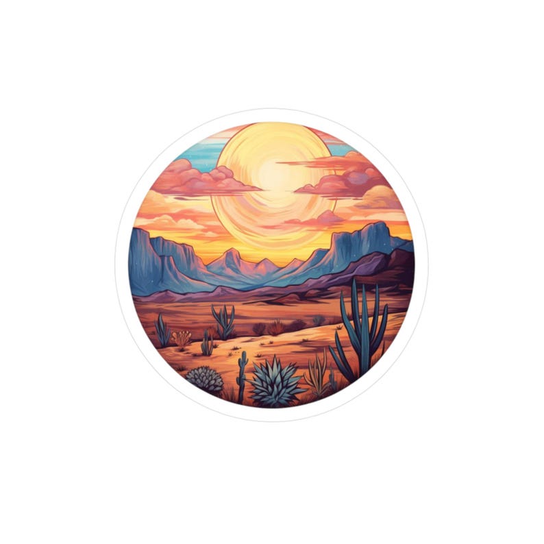 Prairiecore Adventure Vinyl Sticker - Vibrant Desert Landscape Decal - Etsy