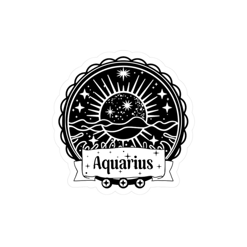 Aquarius Zodiac Sticker - Sun and Water Celestial Decal - Etsy