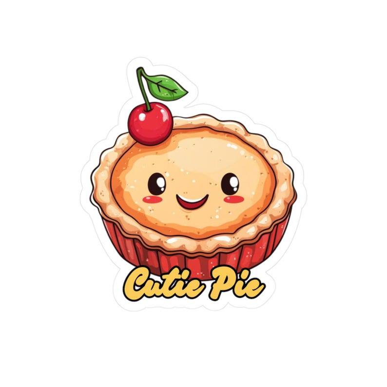 Cutie Pie Sticker Adorable Kawaii Cherry Pie Dessert Sticker - Etsy