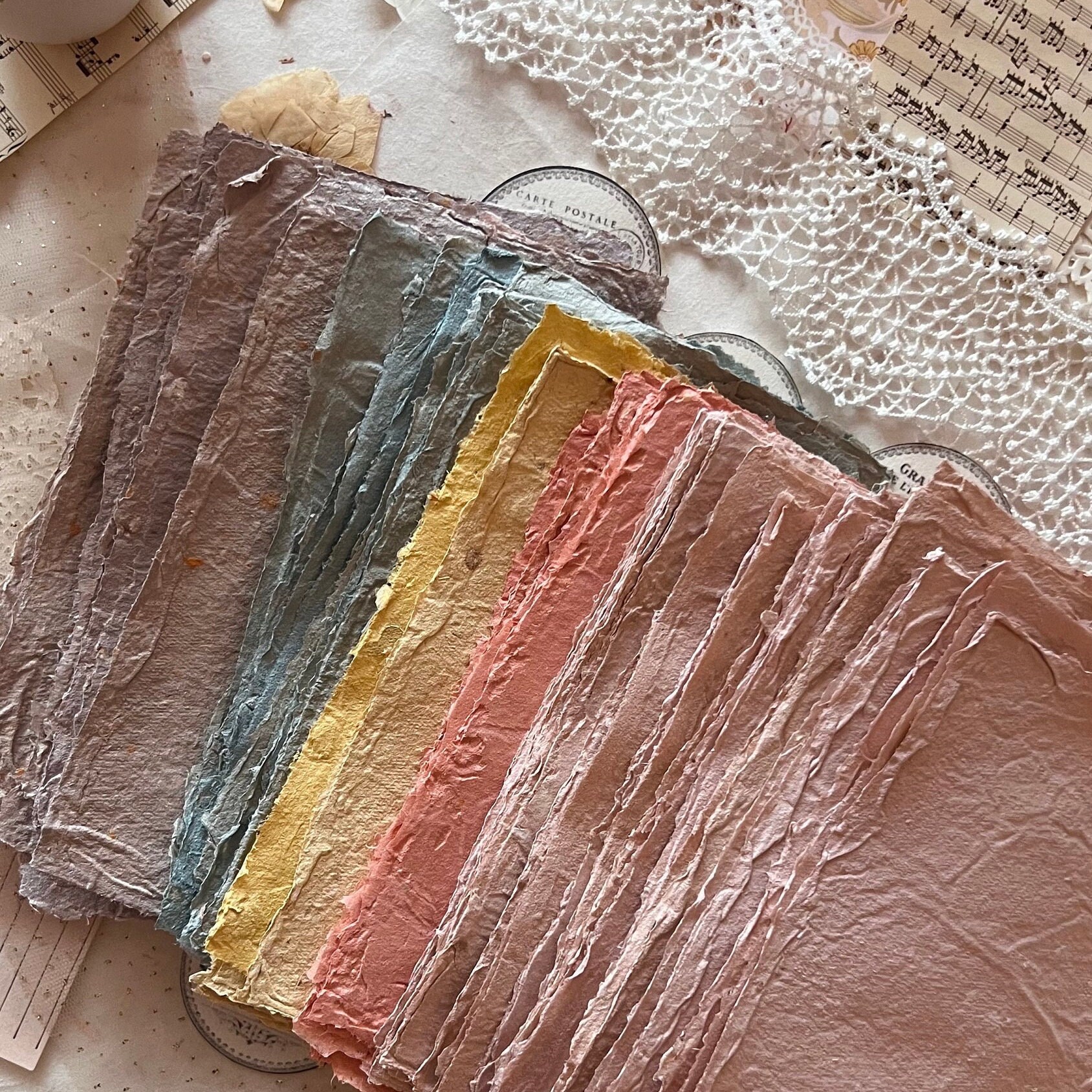 Handmade Paper Textured Color Paper A5 Size A6 Size A7 Size One Sheet ...