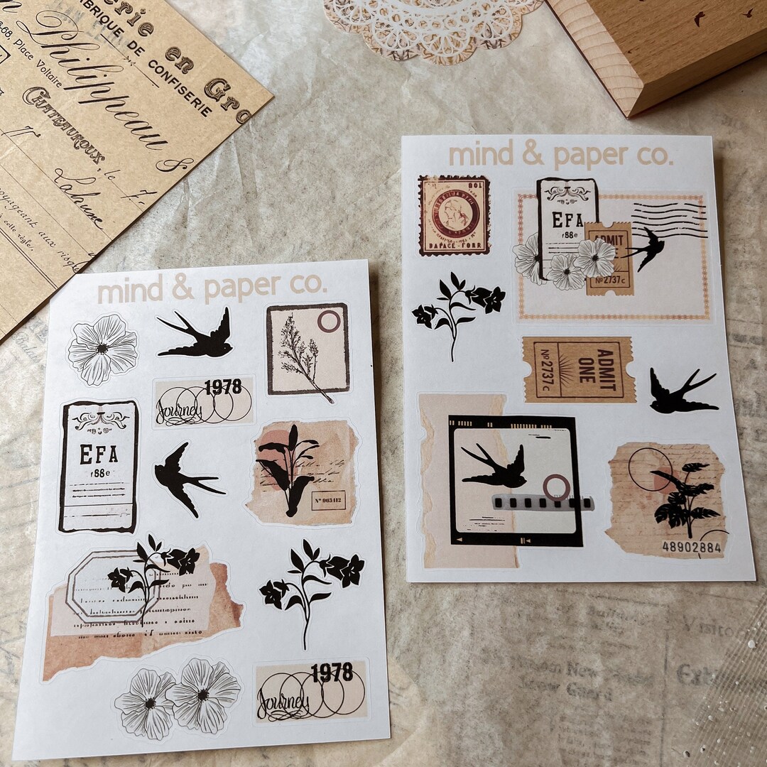 Art Collage Stickers Set 2 Sheets Scrapbook Decorations and Junk ...