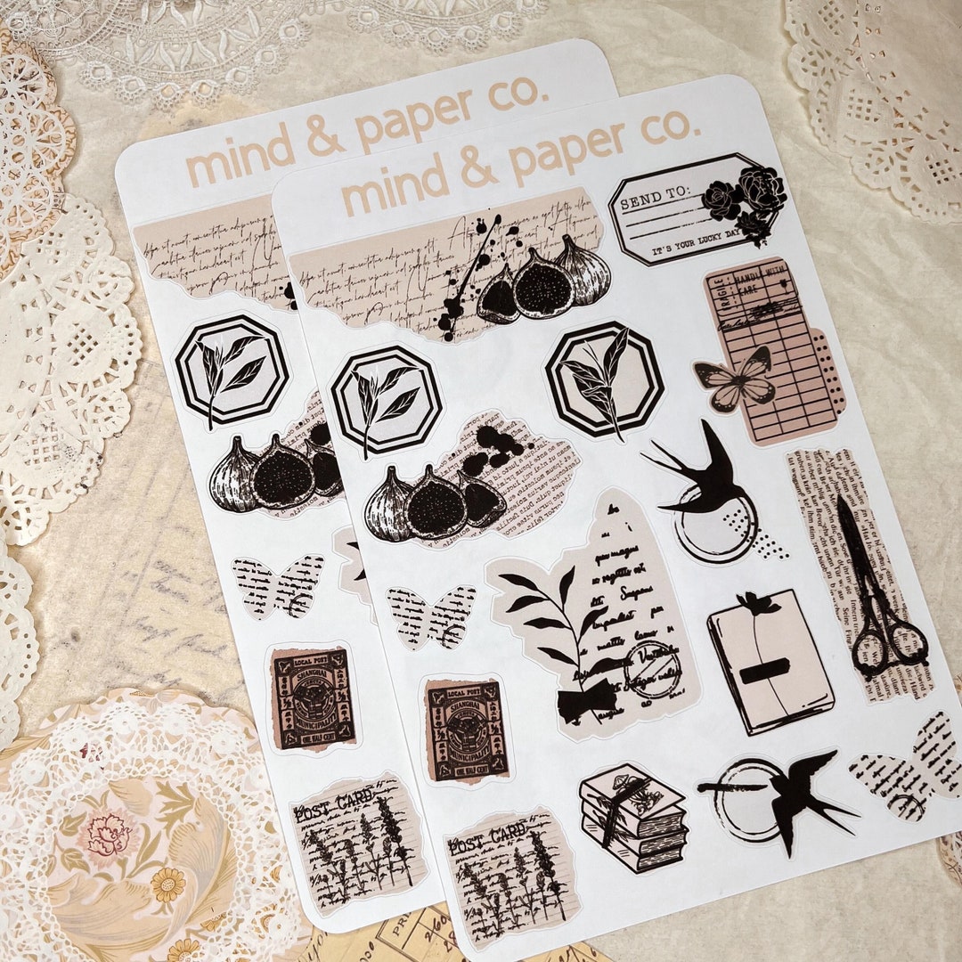 Art Stickers Matte Stickers Set of 2 Sheets Collage Stickers Deco ...