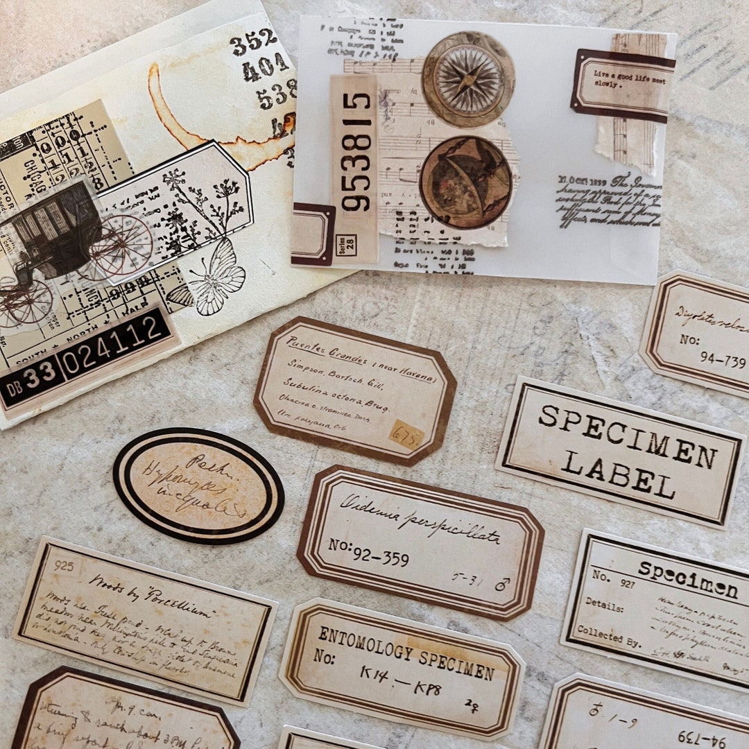 Journal and Scrapbook Ephemera Sticker Label Pack 16 Pcs Vintage Tags ...
