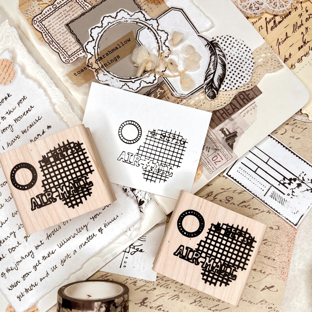 Rubber Stamps Air Mail Design Vintage Paper Crafts Ink Stamp Junk ...
