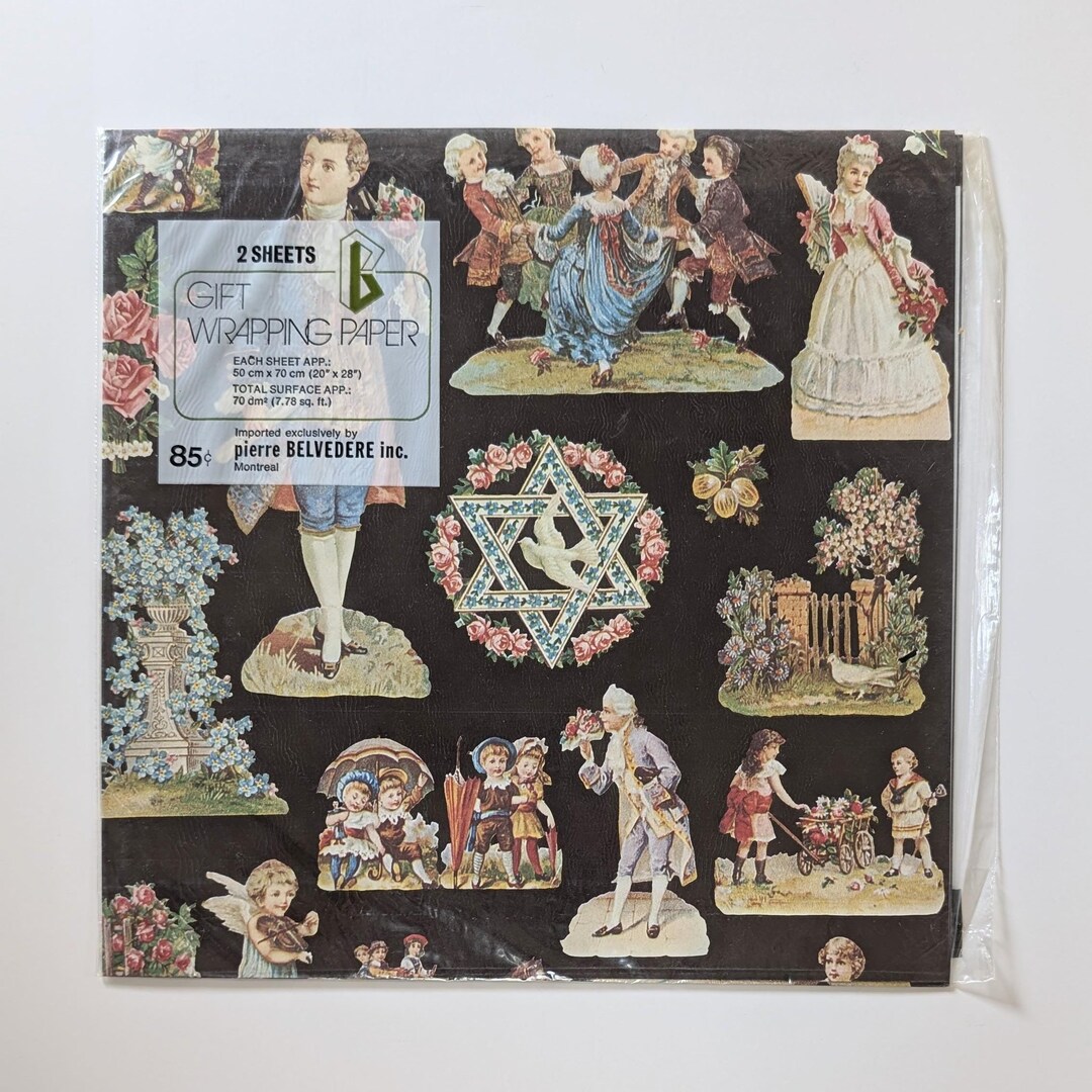 Vintage Antique-style Paper Cutouts Gift Wrap Wrapping Paper New Old ...