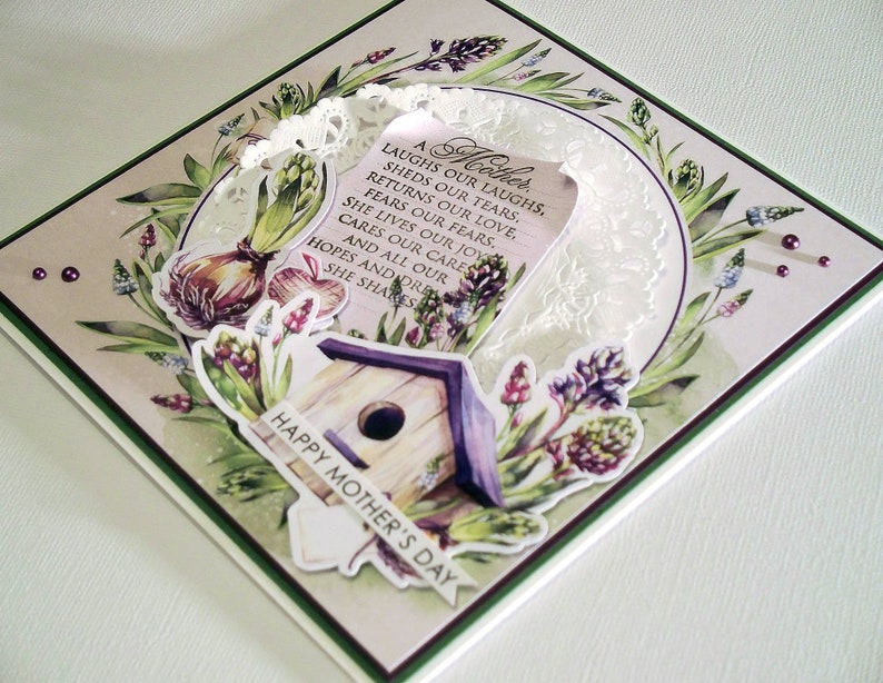 Handmade Mothers Day Card Features Hand Stamped Mother Poem, Florals ...