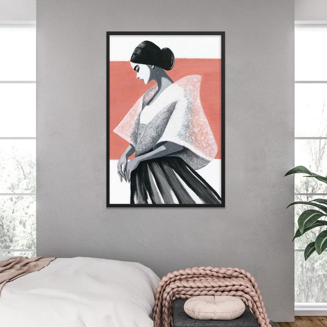 Modern Filipino Woman Acrylic Painting in Baro't Saya Traditional Dress ...