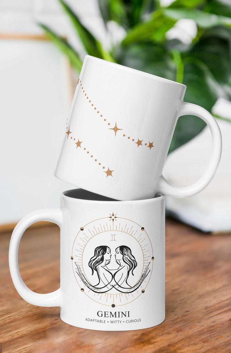Gemini Zodiac Sign Coffee Mug Artistic Gemini Birthday Cup Astrology ...