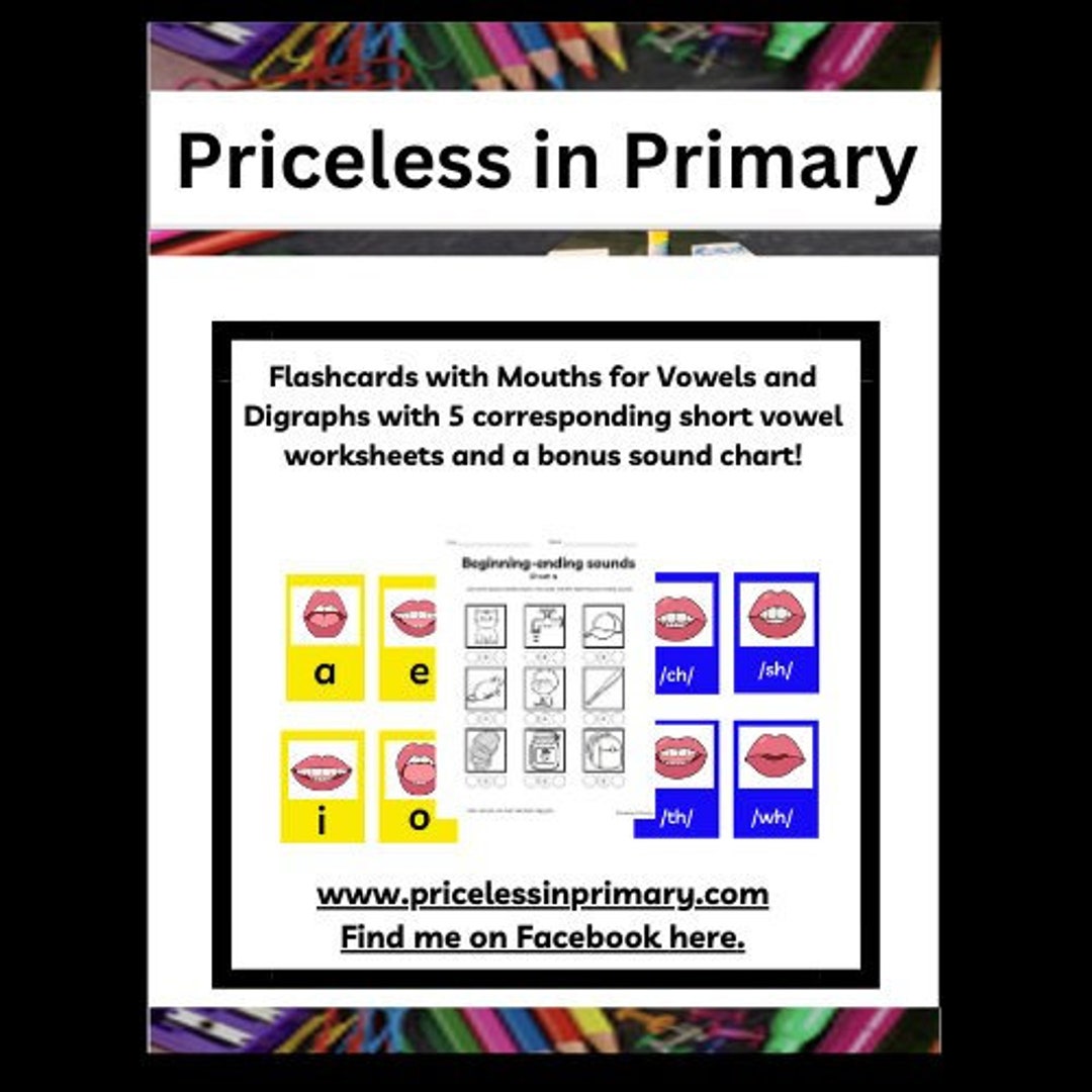 Vowel & Digraph Flashcards With Short Vowel Worksheets - Etsy