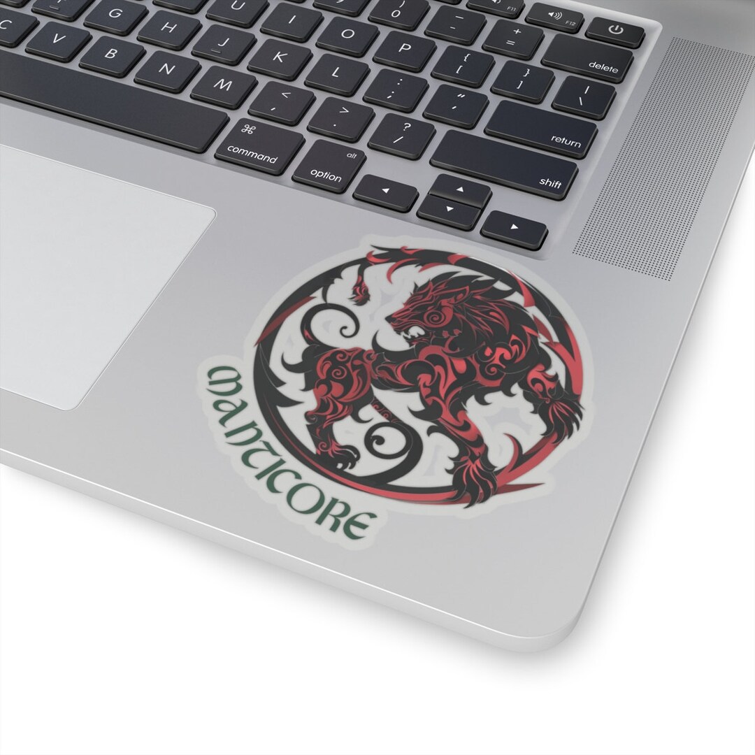 Fierce Manticore Sticker With Text - Red & Black Kiss-cut Stickers - Etsy