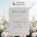 Engagement Welcome Sign With Minimalist Floral Line Modern Script ...