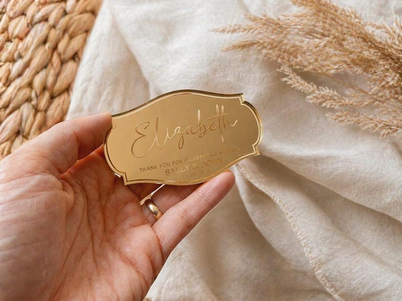 Gold Wedding Favor Personalized Place Card Gold Mirror Acrylic Name ...