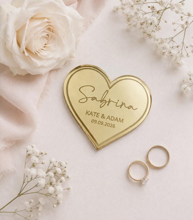 Personalized Wedding Place Cards, Gold Mirror Acrylic Name Tags, Luxury ...