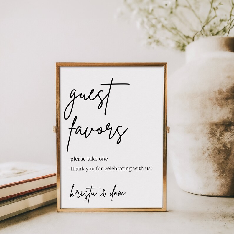 Minimalist Guest Favor Sign, Editable Favor Sign Template, Printable ...