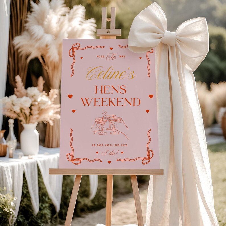 Sunset Theme Hen's Party Signage Hens Weekend Welcome Sign Modern ...