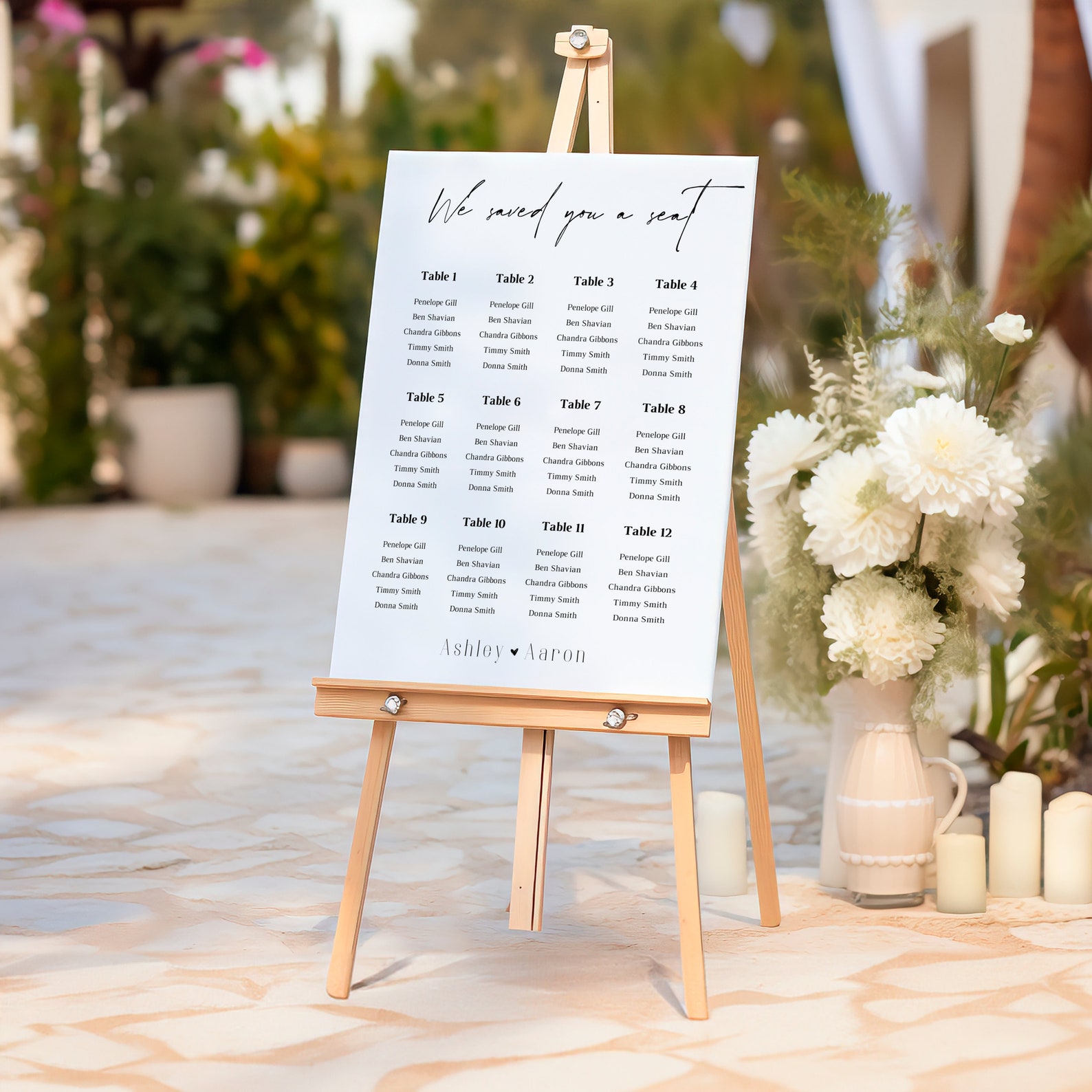 Elegant Wedding Seating Chart, Personalized Reception Seating Plan ...