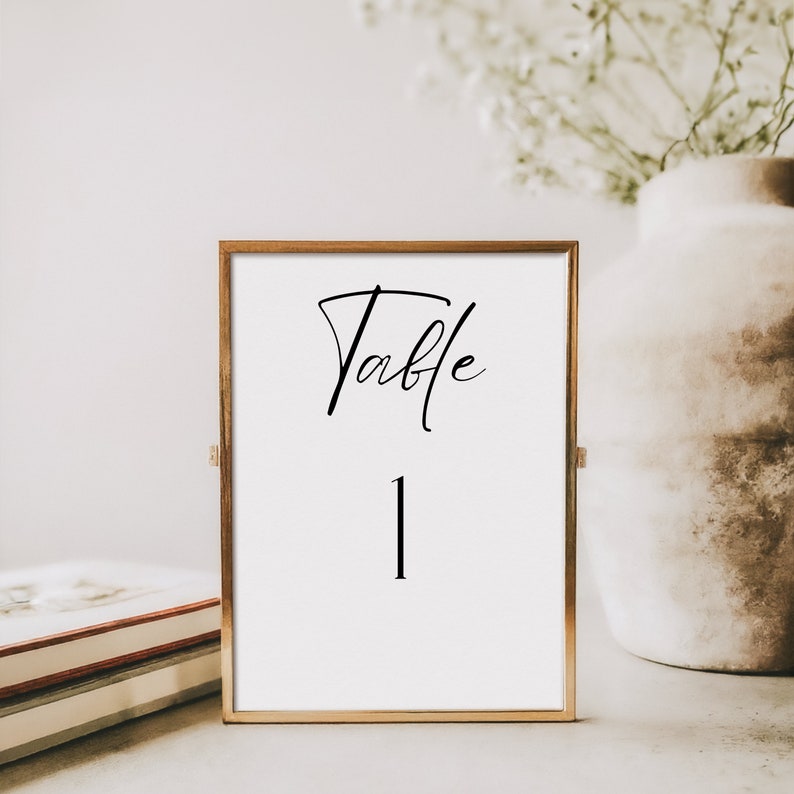 Editable Cursive Minimalist Table Numbers, Printable Modern Wedding ...