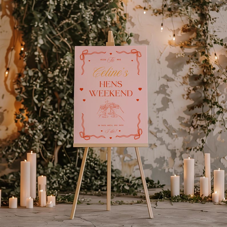 Sunset Theme Hen's Party Signage Hens Weekend Welcome Sign Modern ...