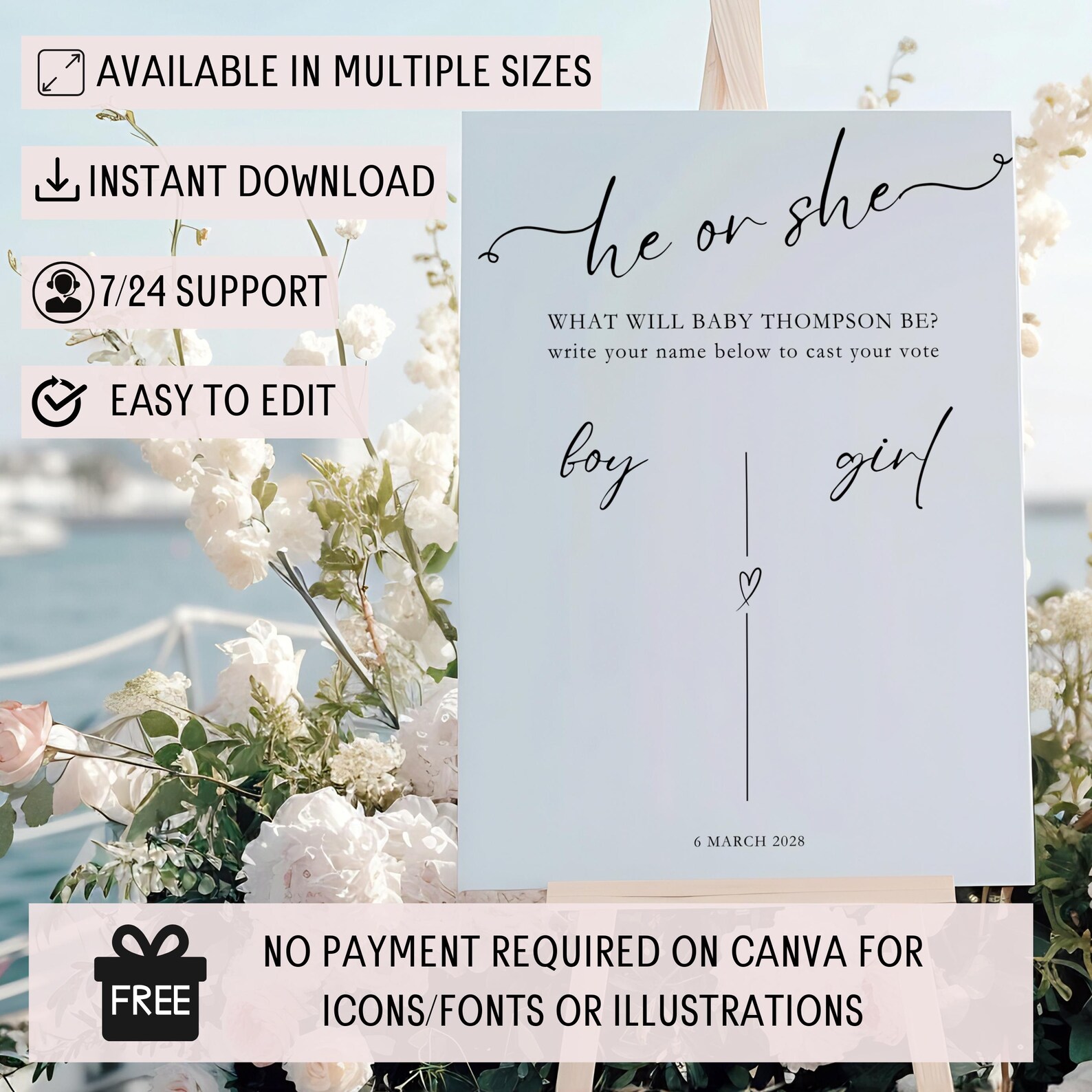 He or She Sign Baby Shower Welcome Sign, Oh Baby Welcome Sign Hello ...