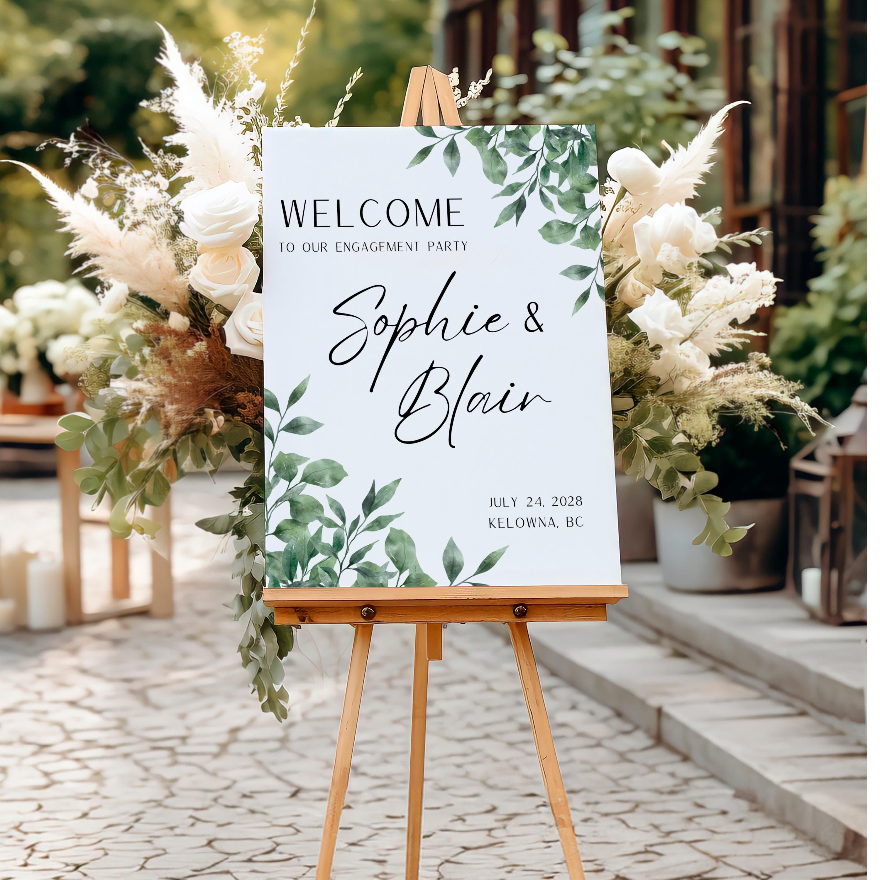Engagement Welcome Sign With Greenery Minimalist Welcome Sign Modern ...