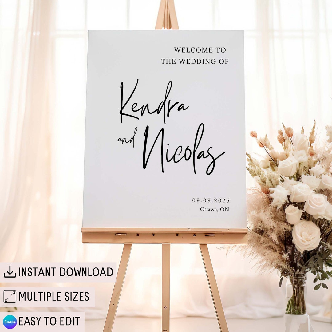 Modern Wedding Welcome Sign, Welcome Wedding Sign, Minimalist Wedding ...