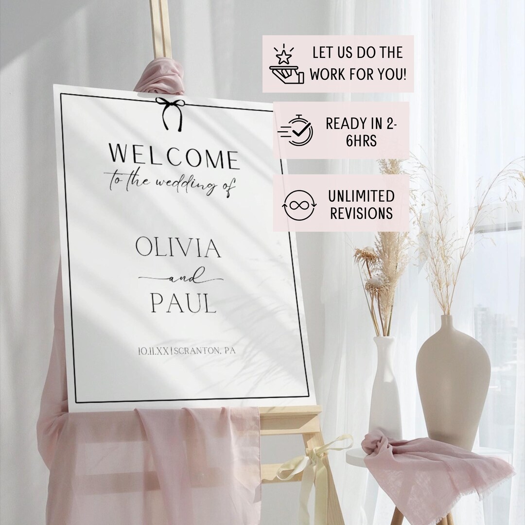 Modern Wedding Welcome Sign Minimalist Timeless Sign Modern Script ...