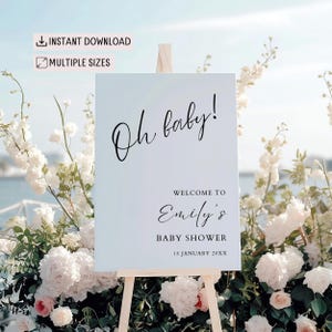 Baby Shower Welcome Sign, Oh Baby Welcome Sign, Hello Baby Welcome Sign ...